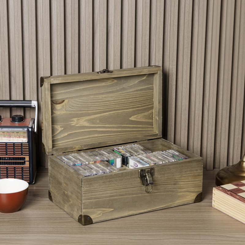 Gracie Oaks 4 Slot Wood Case Tape Storage Box | Wayfair