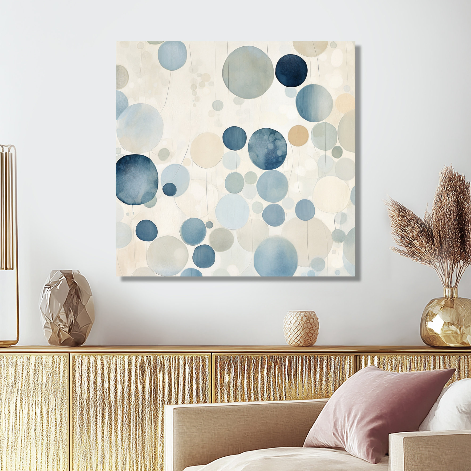 Ivy Bronx Watercolor Bubbles In Pale Blue - Abstract Print Wall Art ...