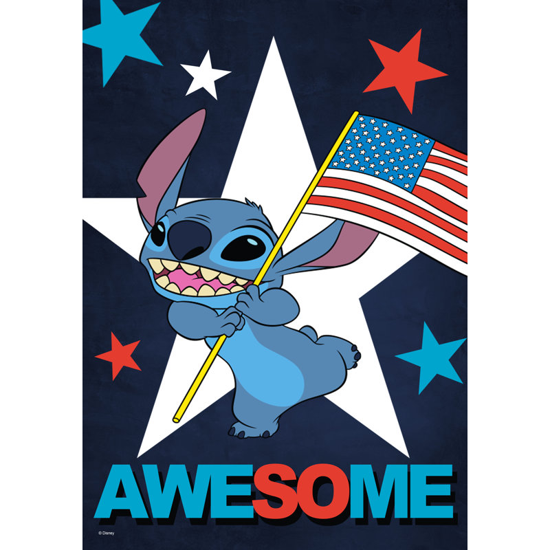 Back Yard Glory Disney Stitch Patriotic Awesome Everyday Garden Flag ...