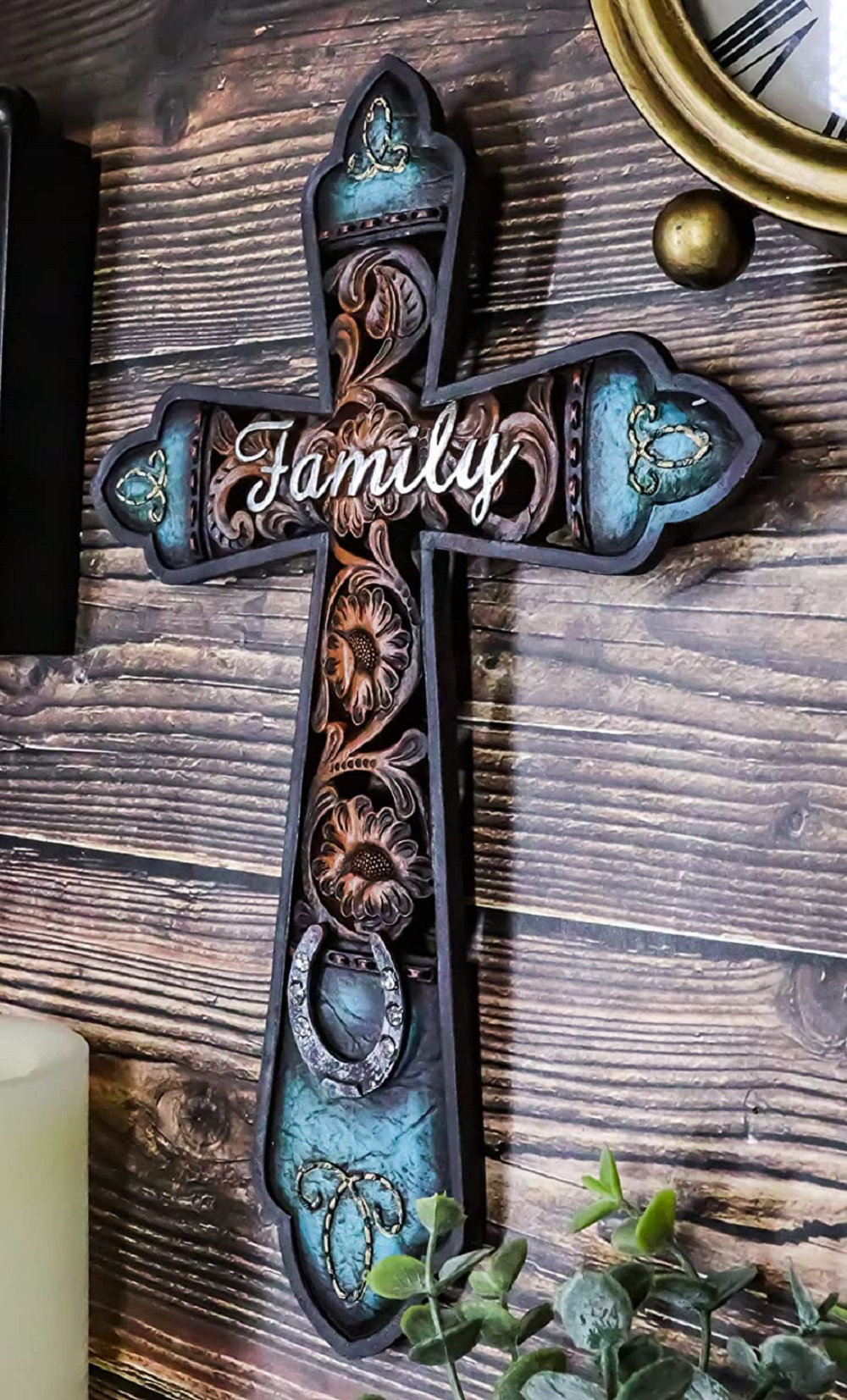 Trinx Rustic Southwest ''Family'' Tuscan Fleur De Lis Emblems Turquoise ...