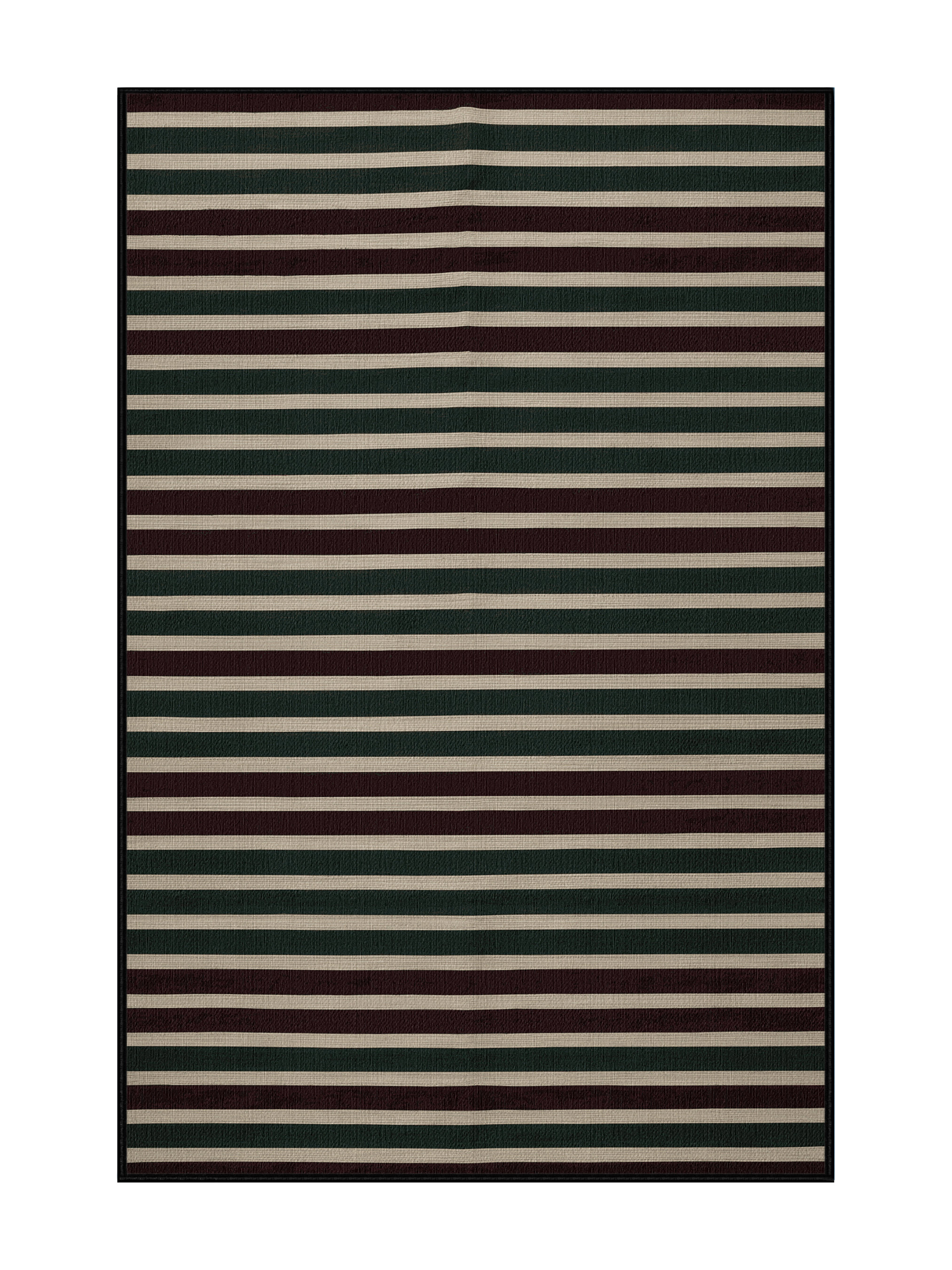 Hokku Designs Machine Washable Horizontal Stripes Black Area Rug | Wayfair