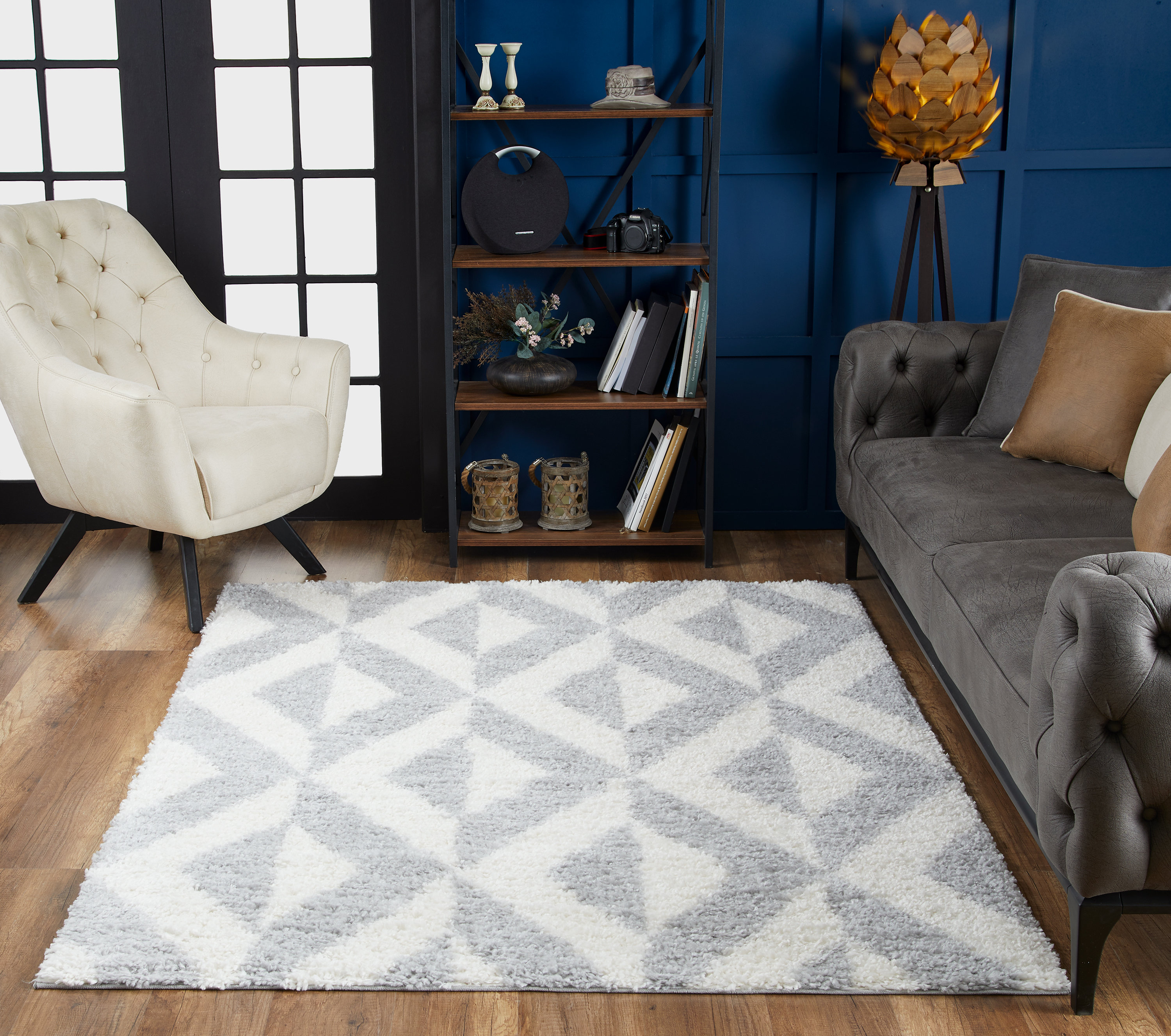 Foundry Select Riley-James Geometric Gray Area Rug | Wayfair