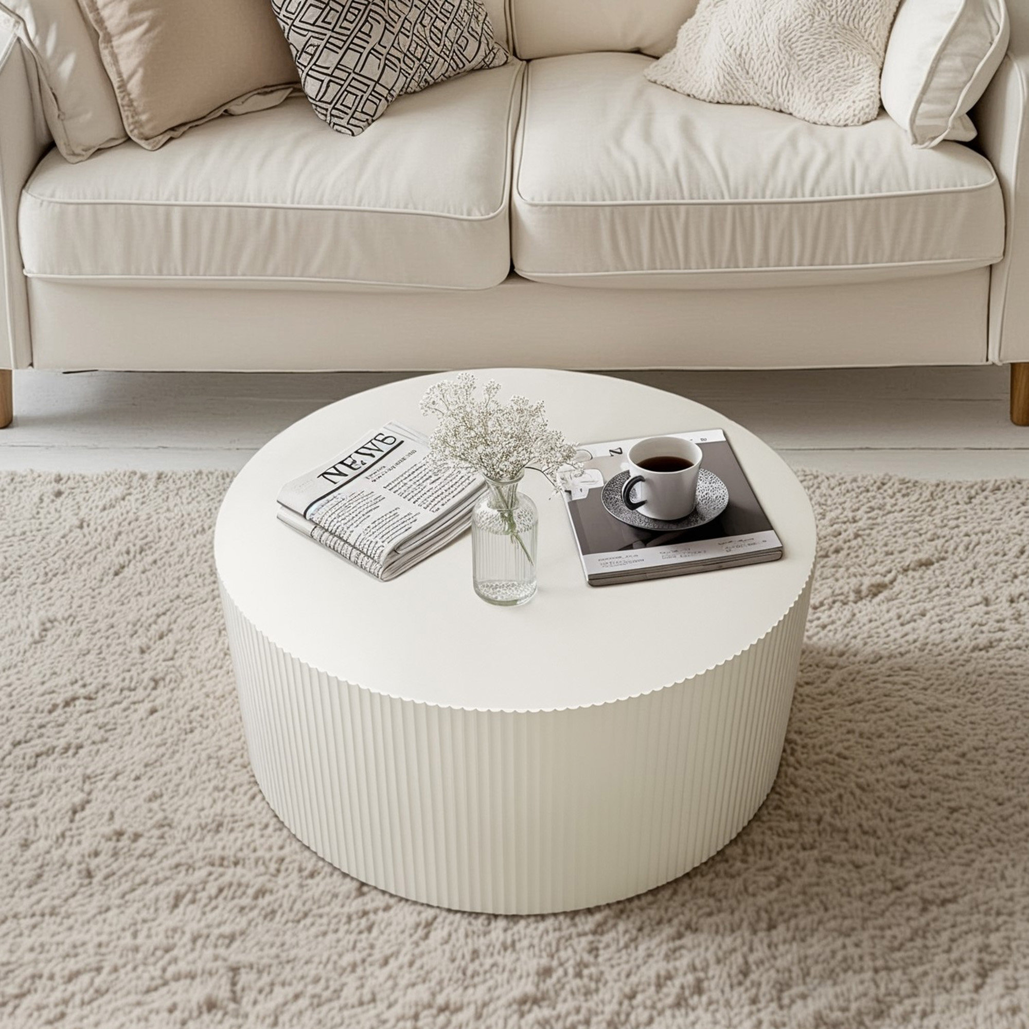 Brayden Studio® Wave Stripe Coffee Table, Round Coffee Table, Drum ...