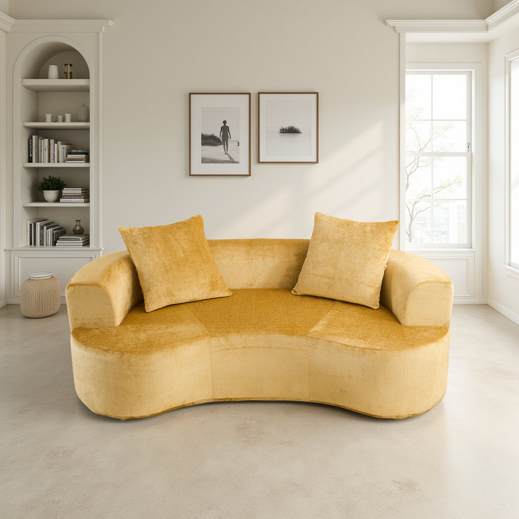 Ivy Bronx Moon-Shaped Sofa – Modern Curved Sleeper with Deep Seat & No ...