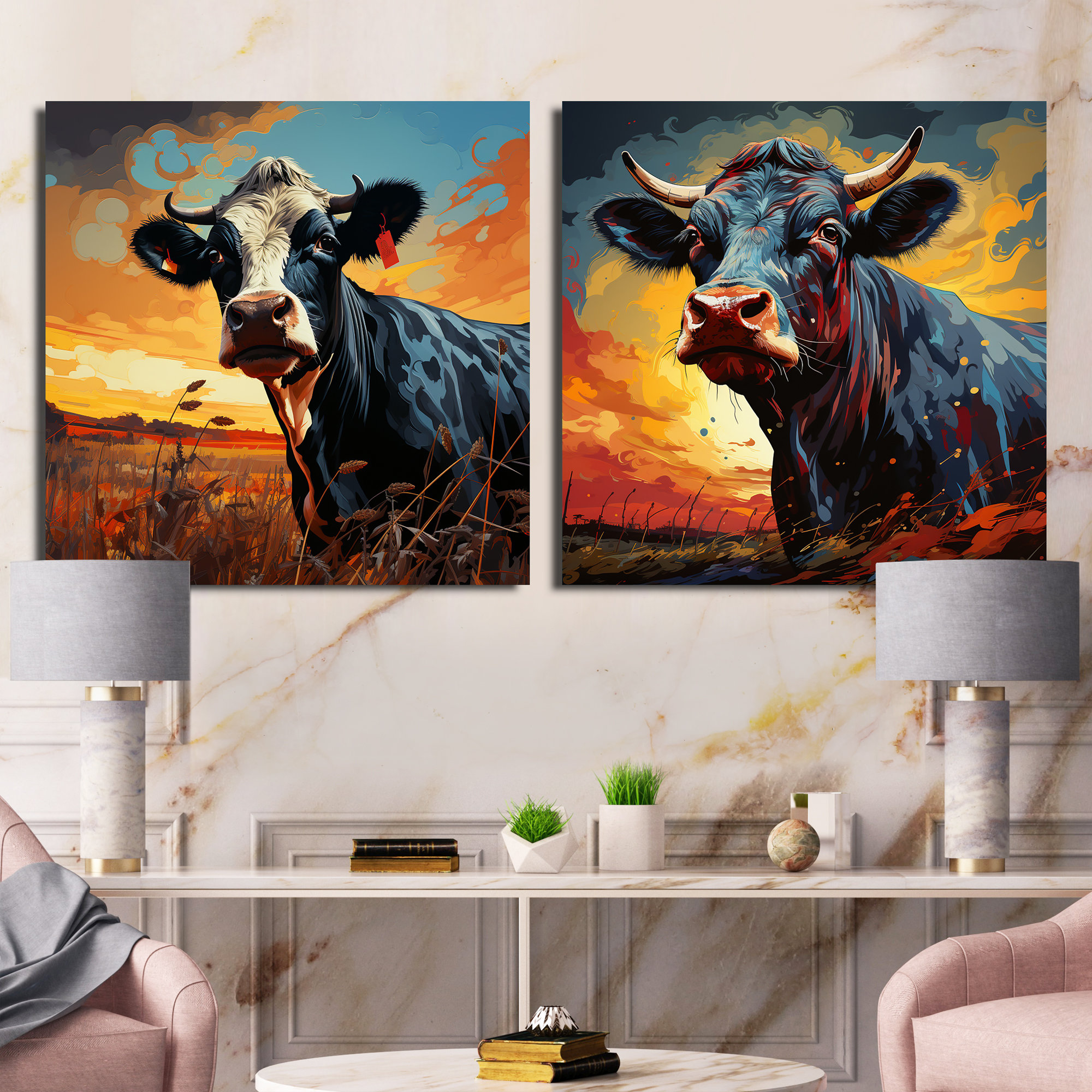 August Grove® Colorful Expressionist Cow Portrait - Animals Cow Square ...