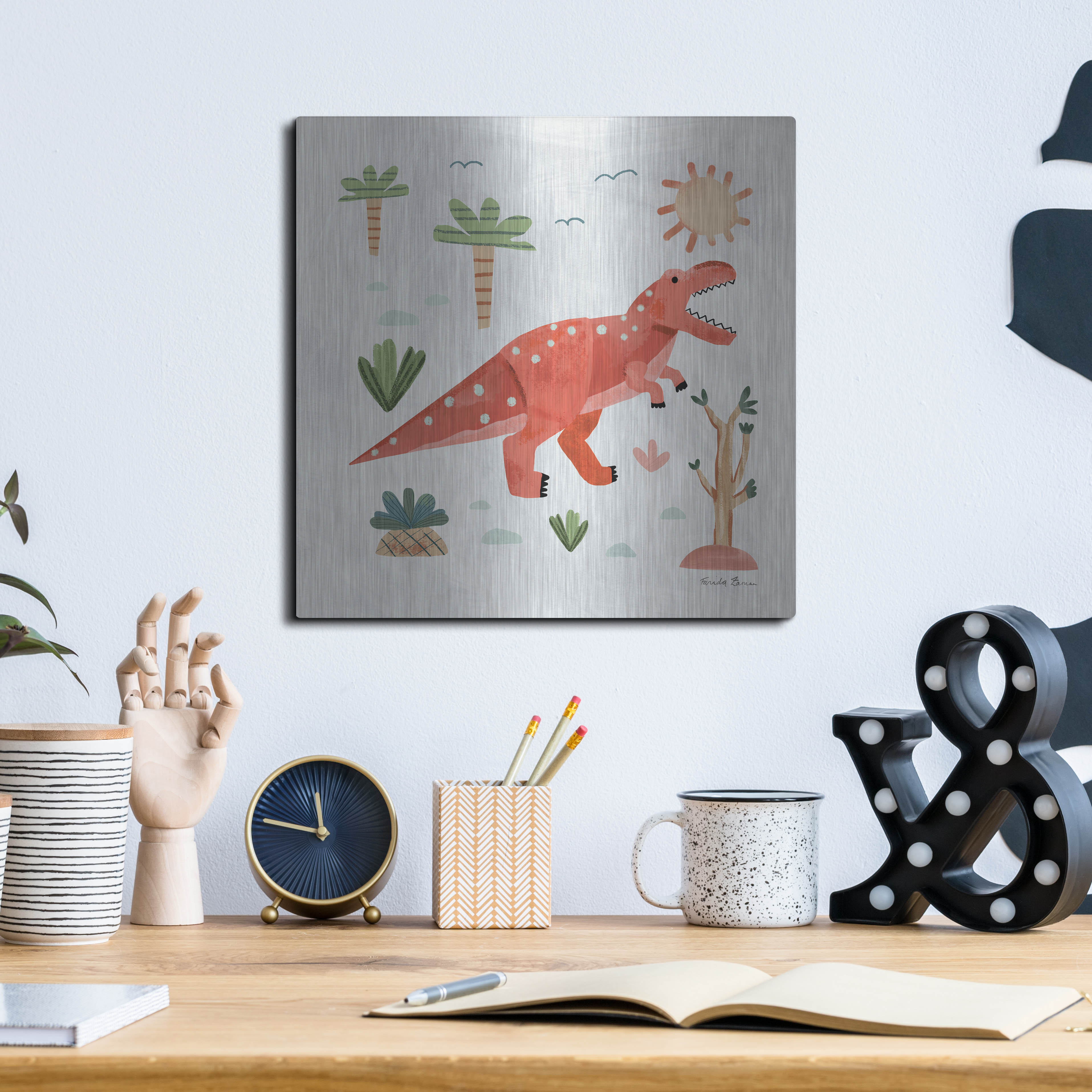 Indigo Safari 'Dino Fun 4' by Farida Zaman Metal Wall Art | Wayfair