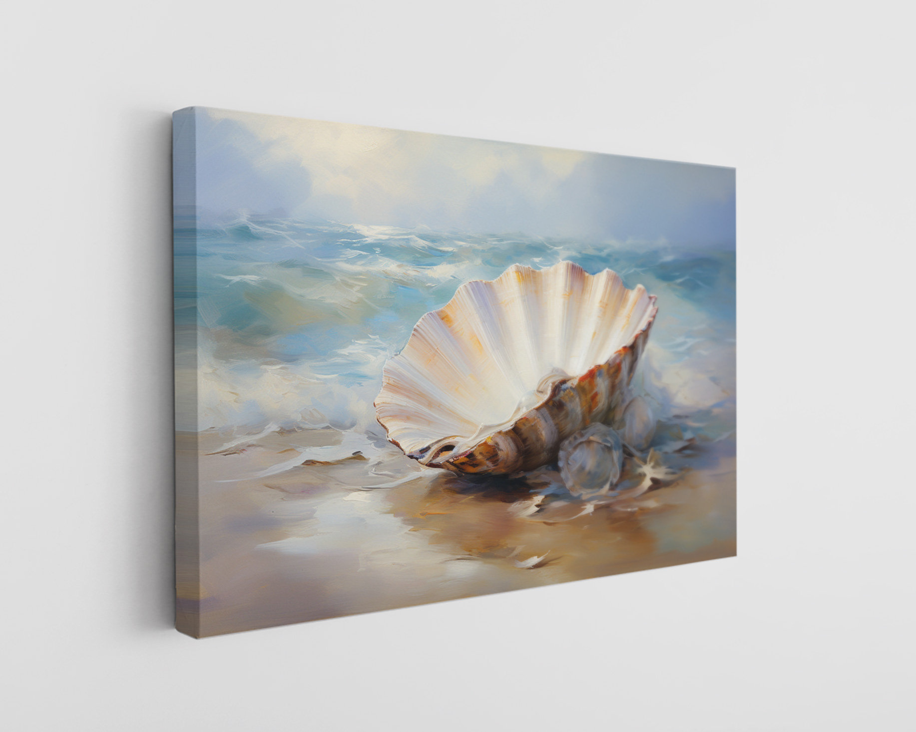 Beachcrest Home™ Oil Painting of a Seashell Canvas Print, Modern Wall ...