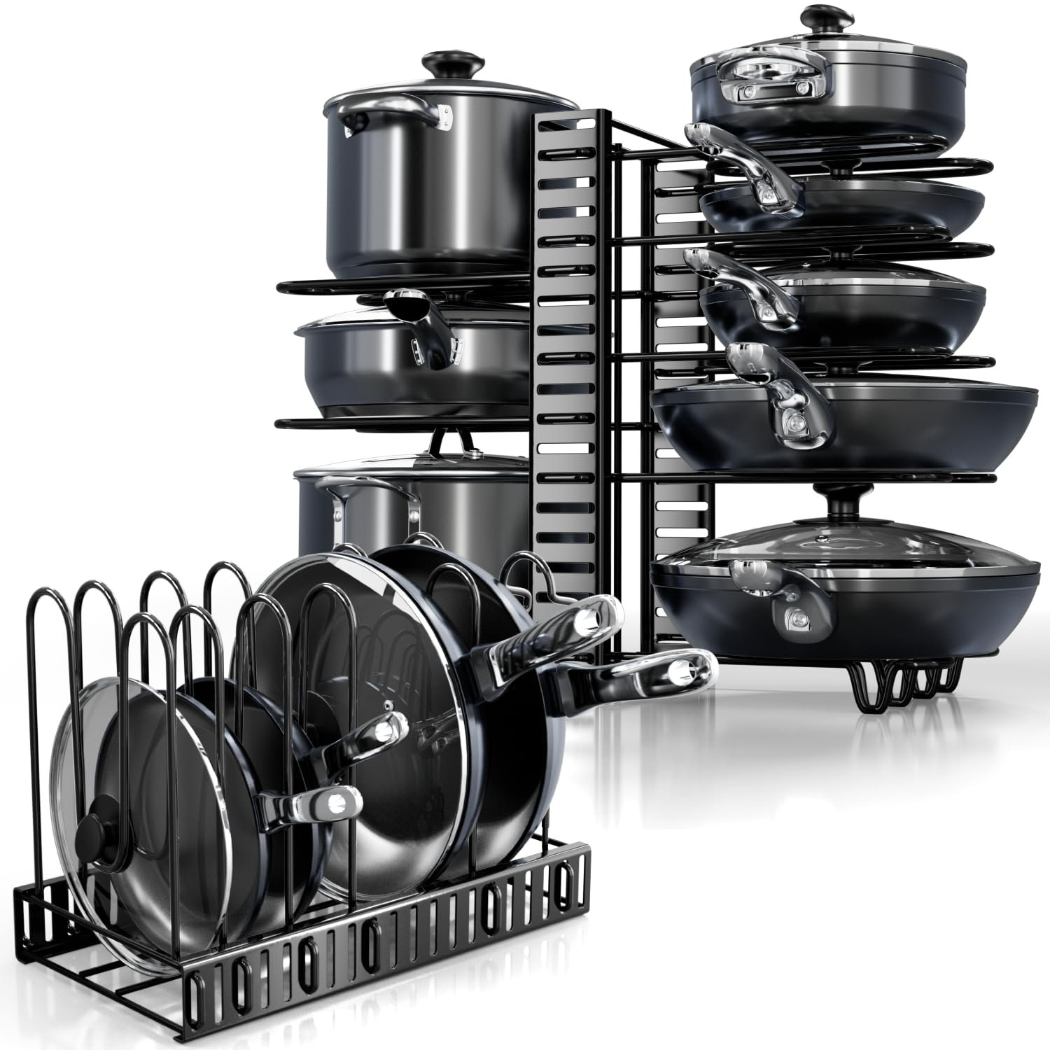 Latitude Run® Pots And Pans Organizer Under Cabinet, 8-Tier Adjustable ...
