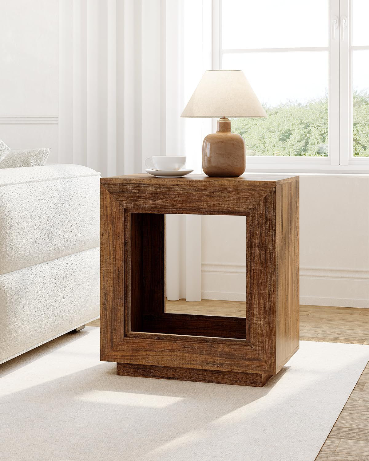 Loon Peak® End Table With Storage, Wooden Square Side Table, Industrial ...