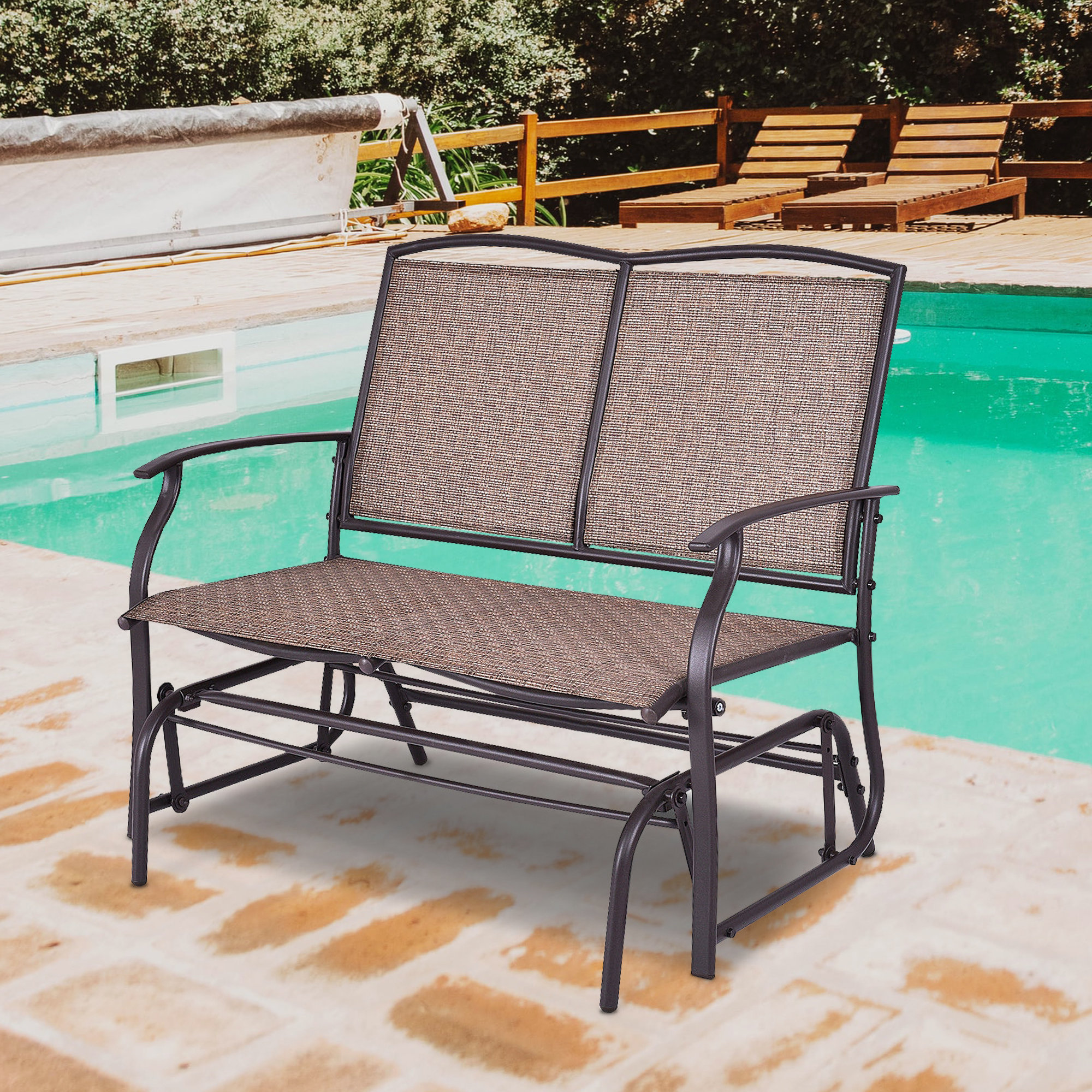 Red Barrel Studio® Patio Glider Rocking 2 Person Outdoor Bench | Wayfair