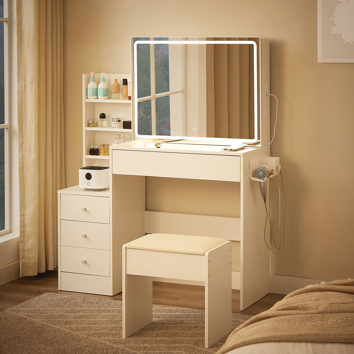 Latitude Run® Versatile Vanity Table with Multiple Functionalities and ...