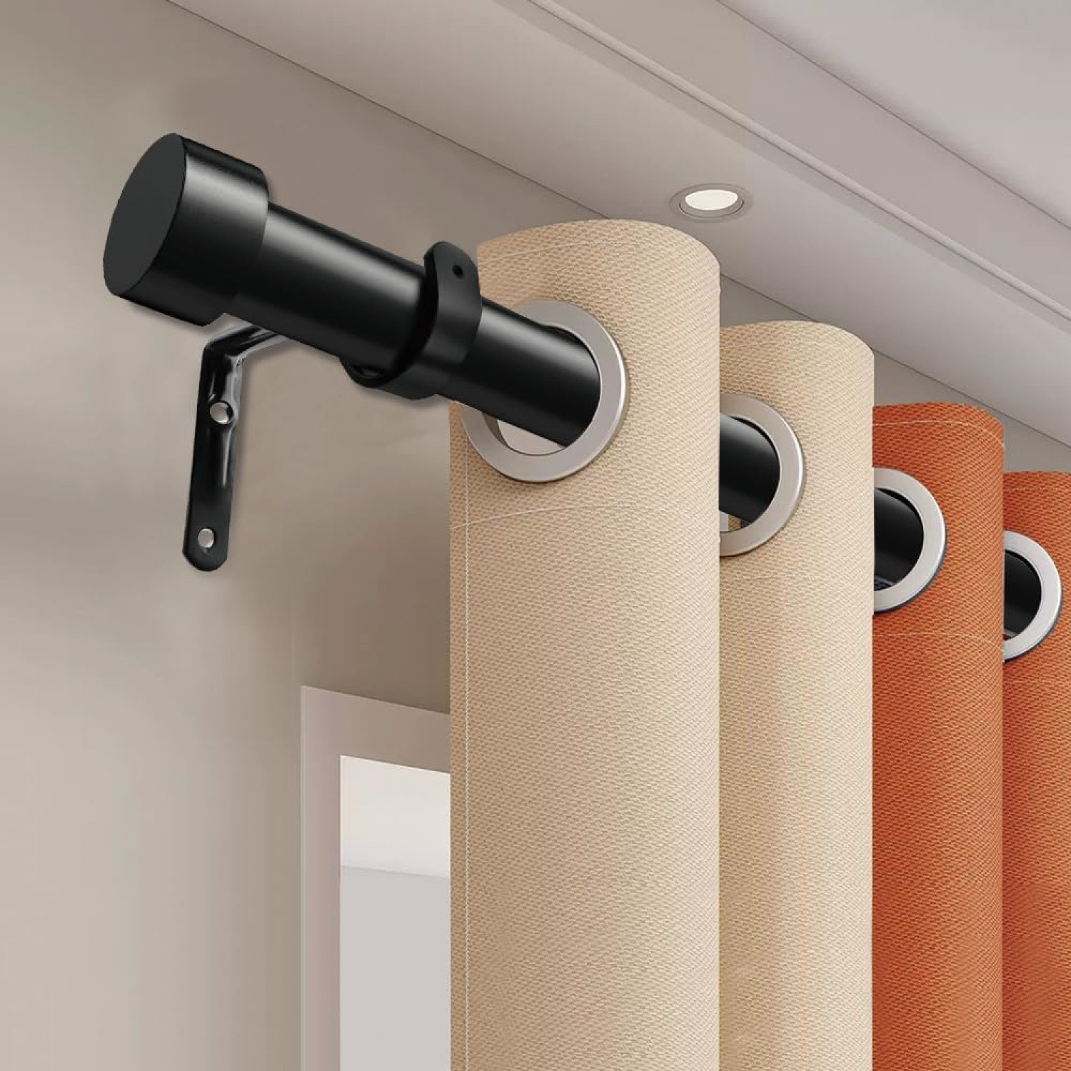 MABOSY Curtain Rods For Windows 1-Inch Diameter Adjustable Spliced ...