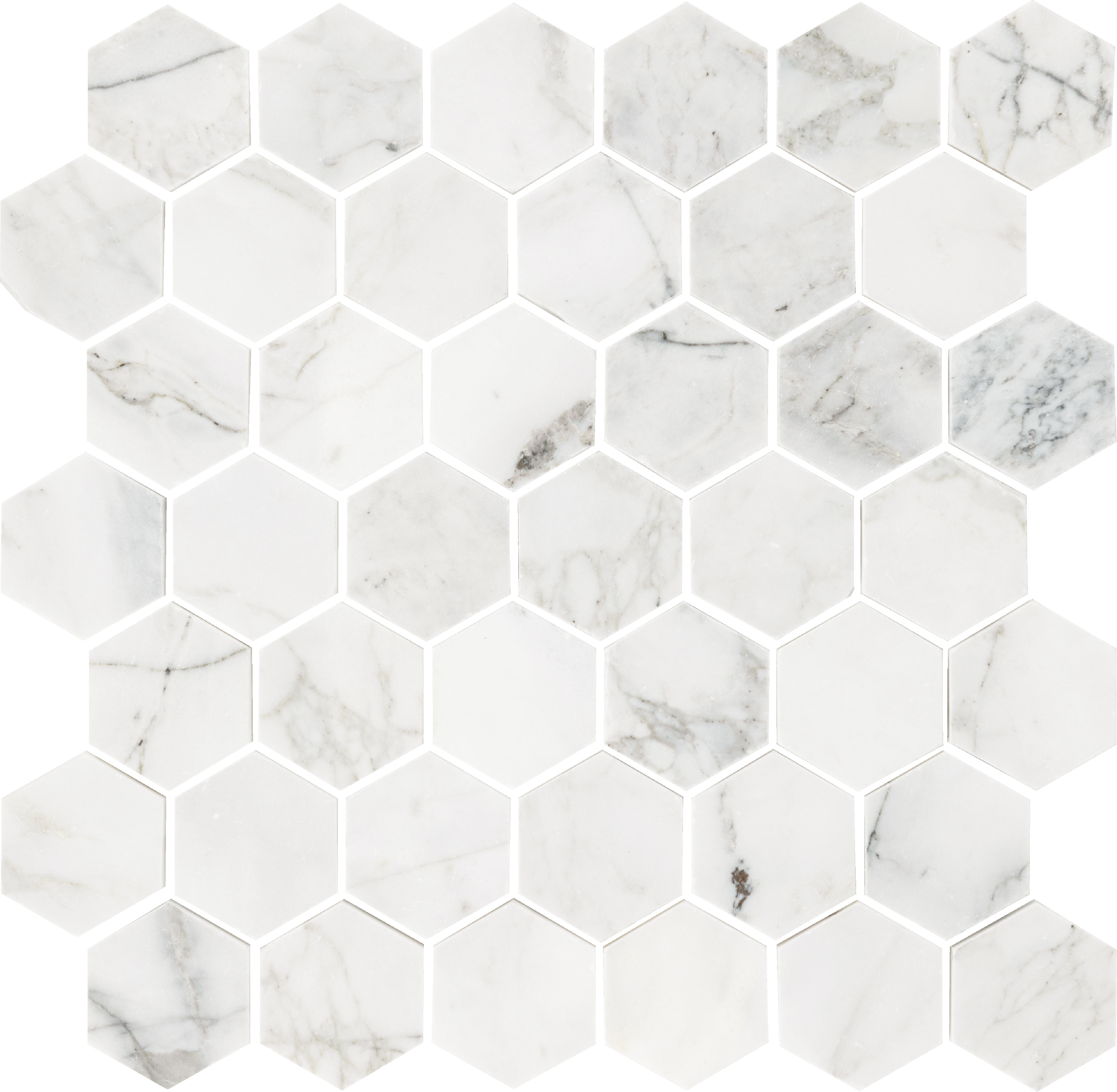 Daltile Natural Stone Marble Venetian Calacatta 2" Hexagon Mosaic ...