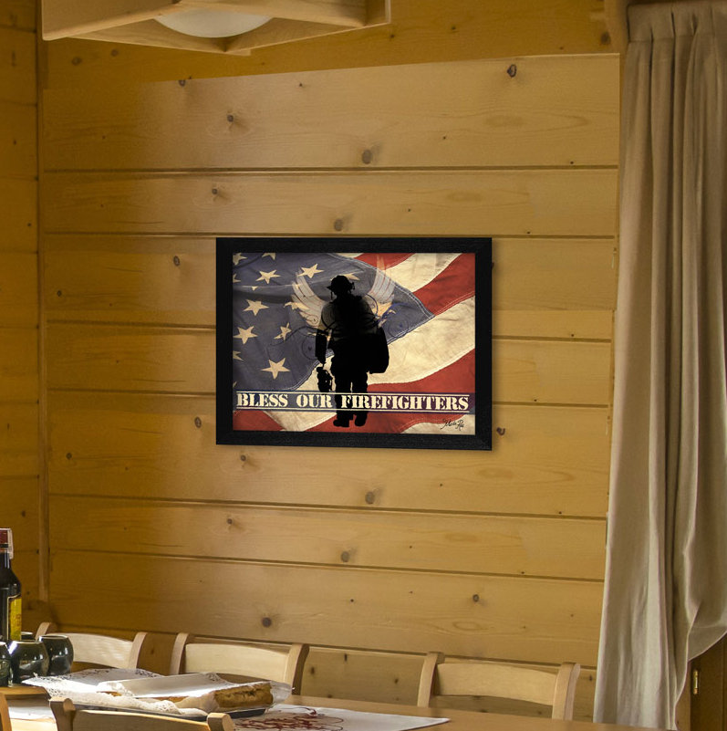 Trinx Bless Our Firefighters Framed Wall Art for Living Room, Home Wall ...