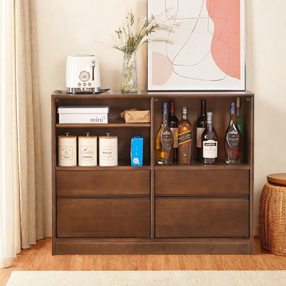 NICECABINET Modern Simple Standing Rubber Wooden Bookcase | Wayfair