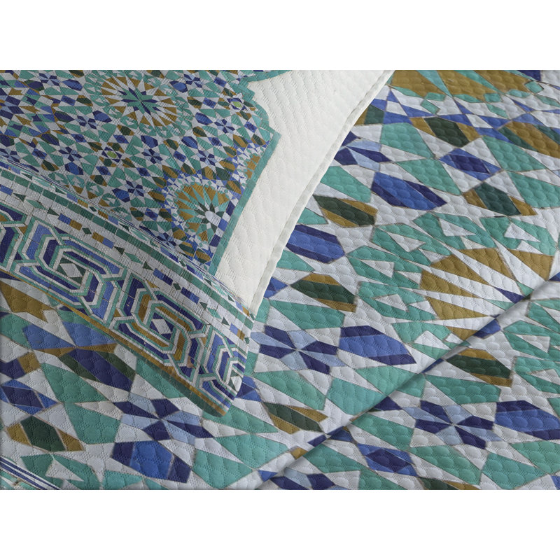 Ambesonne Moroccan Bedspread Eastern Ceramic Tile | Wayfair
