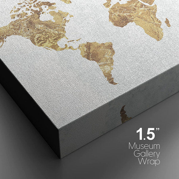 IDEA4WALL World Map Landscape Islands On Canvas Print | Wayfair