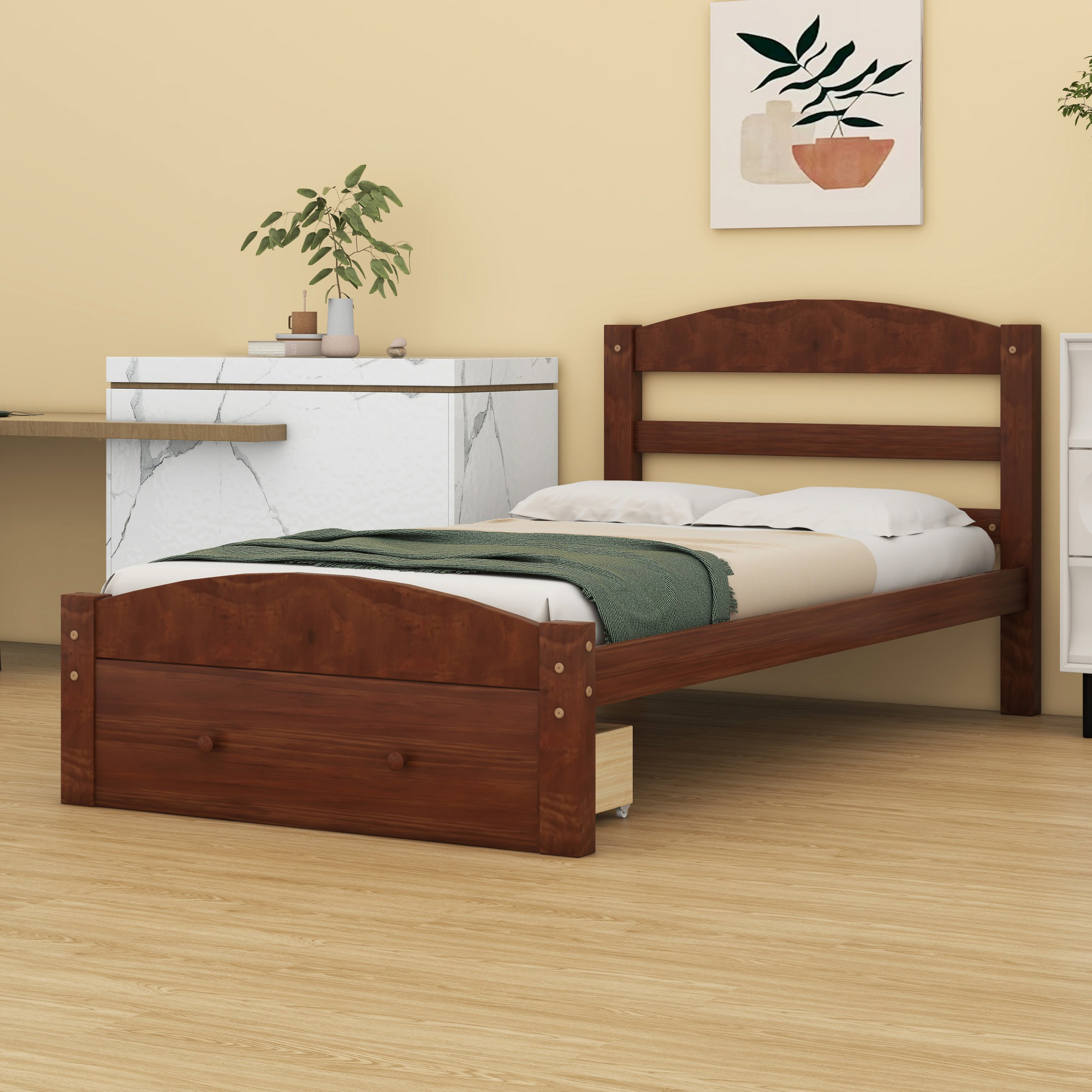Latitude Run® Platform Bed Frame With Storage Drawer | Wayfair