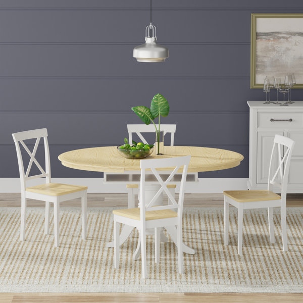 Beachcrest Home Dawel Extendable Solid Wood Pedestal Dining Set | Wayfair