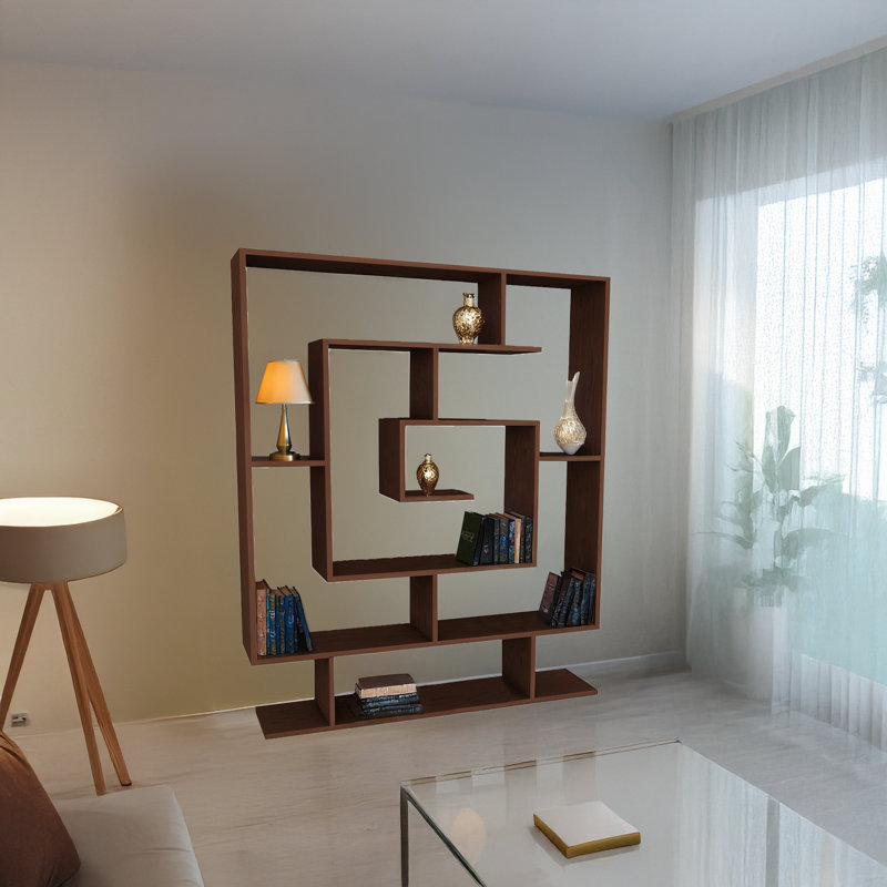 Hokku Designs 59'' Tall 9 Shelves Geometric Bookcase | Wayfair