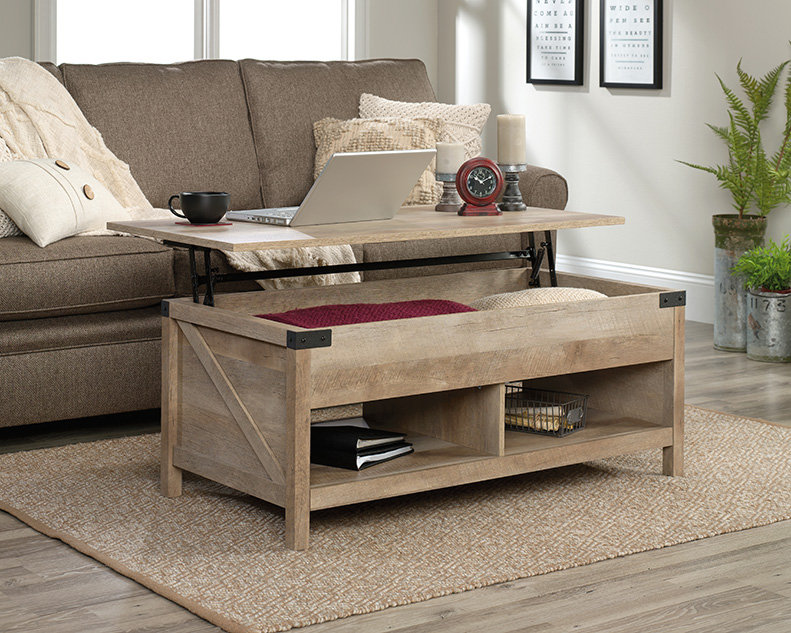 Millwood Pines Evelinda Modern Wood Lift-Top Coffee Table in Lintel Oak ...