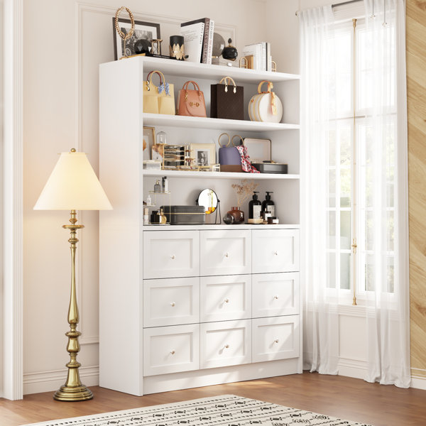 Red Barrel Studio® 9-Drawer 3-Shelf Wardrobe With Elegent Design | Wayfair