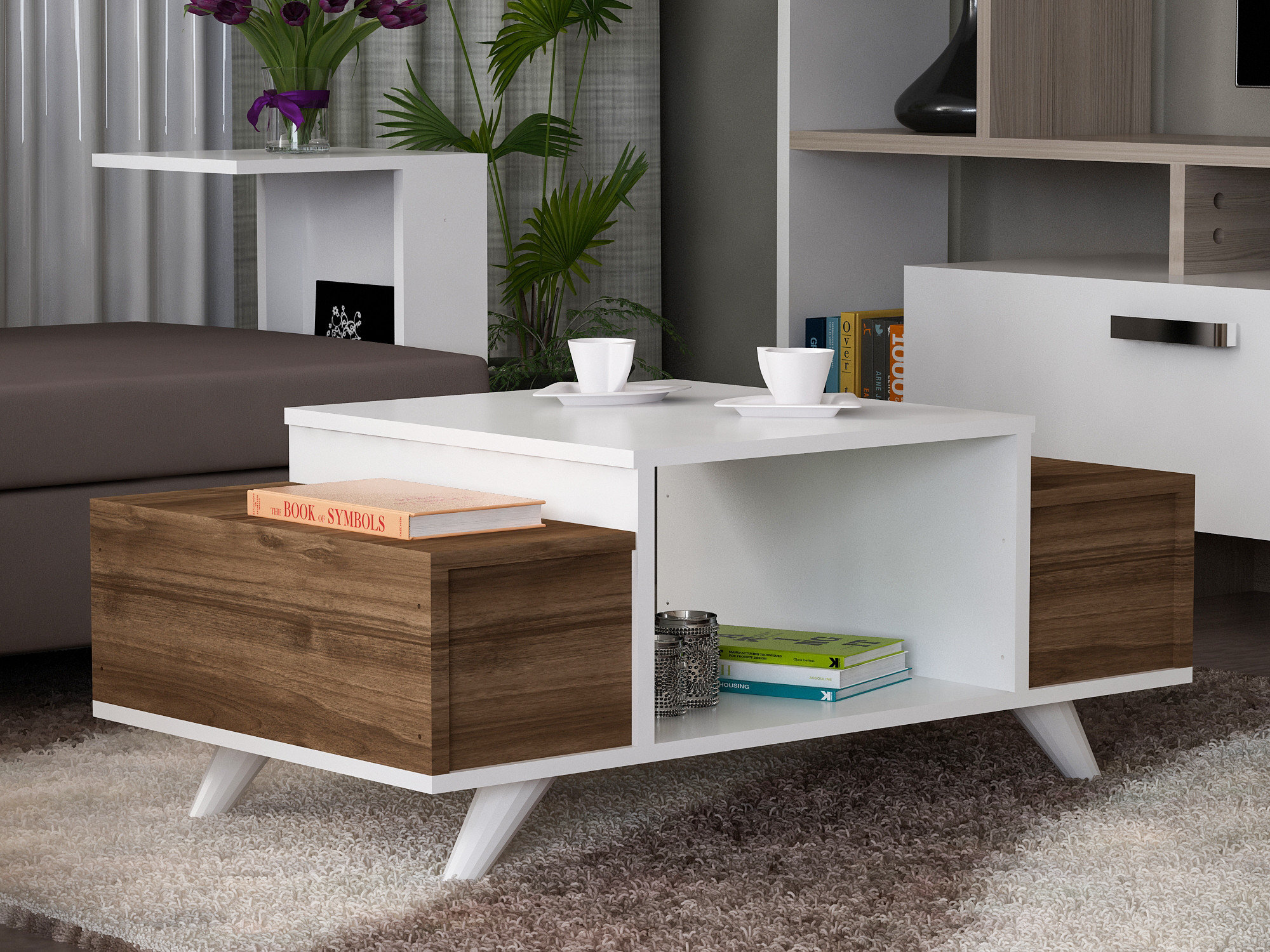 East Urban Home Starkey 4 Legs Coffee Table with Storage | Wayfair