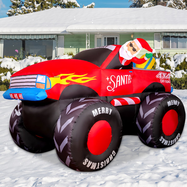 The Holiday Aisle® Christmas Inflatables 7.5 FT Long Outdoor Santa ...