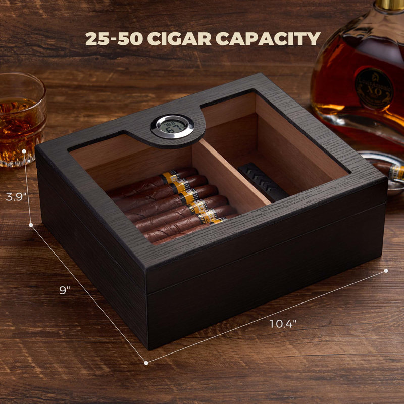 Lark Manor™ Cigar Humidor Box for 50 Cigars with Digital Hygrometer ...
