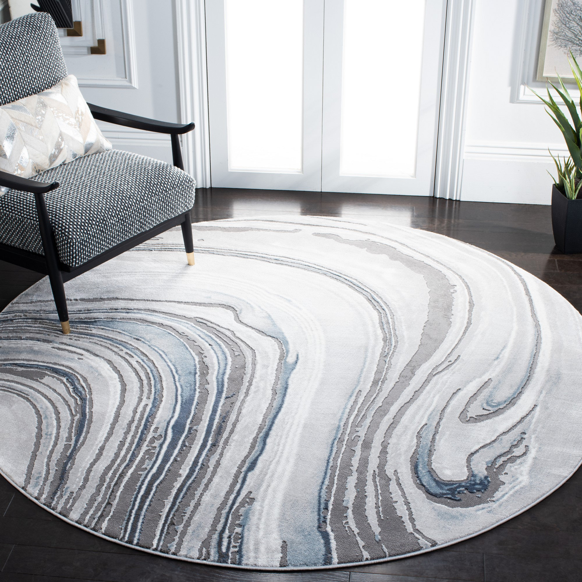 Wrought Studio Abstract Blue/Grey Area Rug - Wayfair Canada