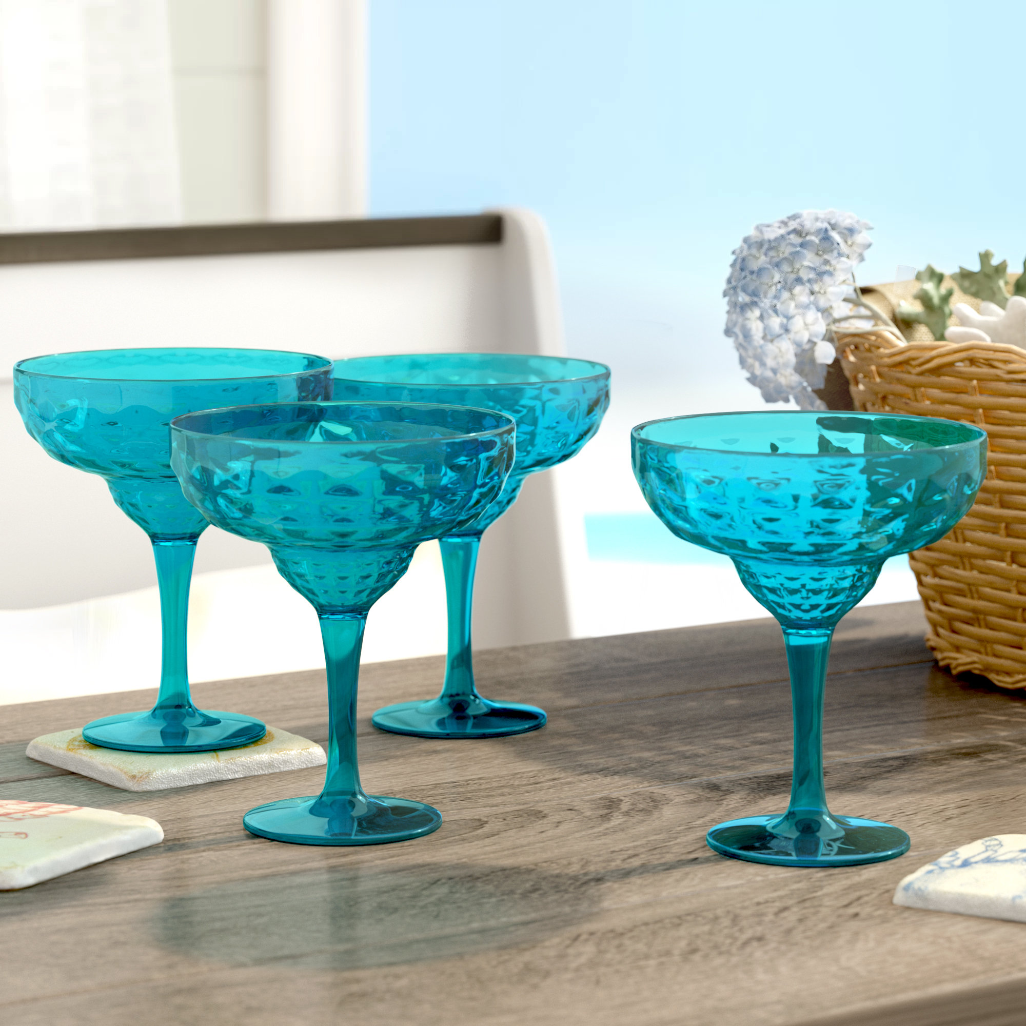 Highland Dunes Elyse 6 Piece 19 oz. Plastic Margarita Glass Set ...