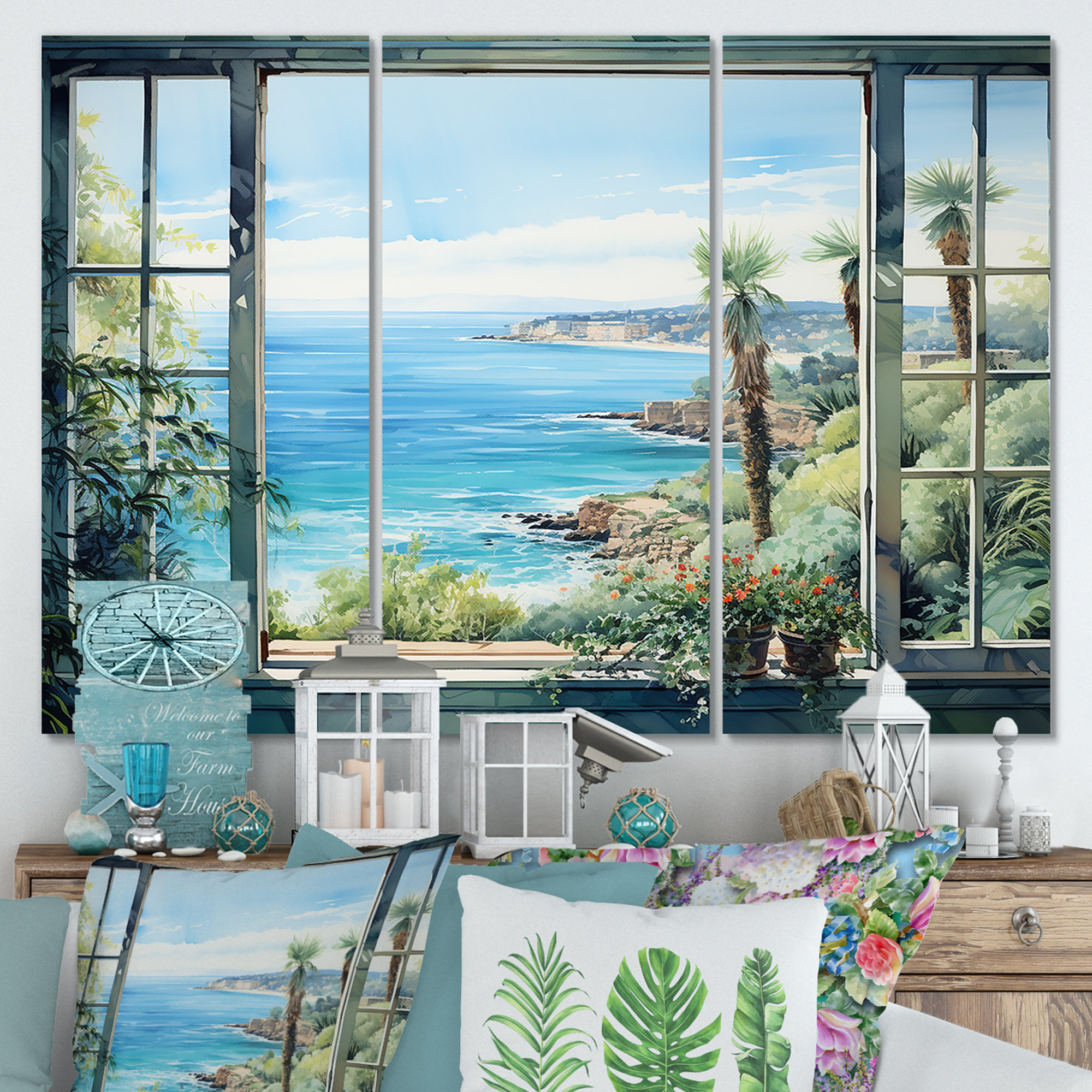 Bay Isle Home™ Seaside Tropical View II - Coastal Windows Wall Art ...