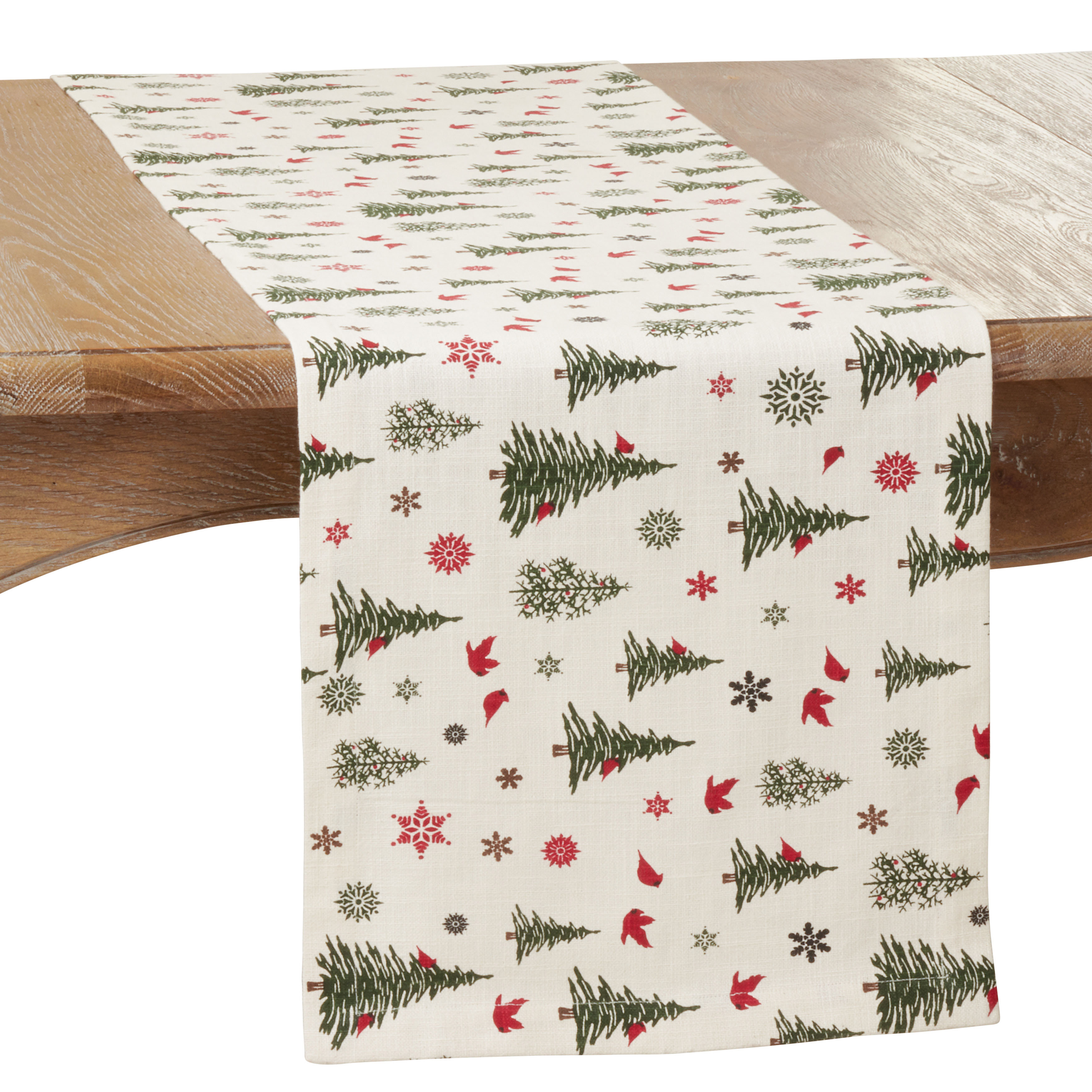 The Holiday Aisle® Marmora Floral 100% Cotton Christmas Table Runner ...