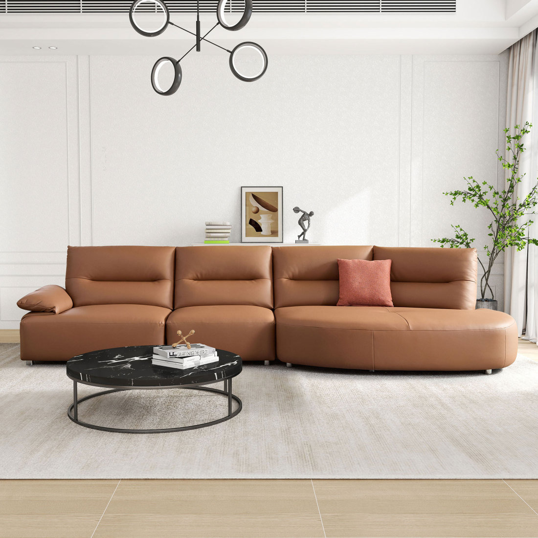 WANDINGT Modern Sofa 147.24'' Oversied Sectional Curved Shaped Sofa ...