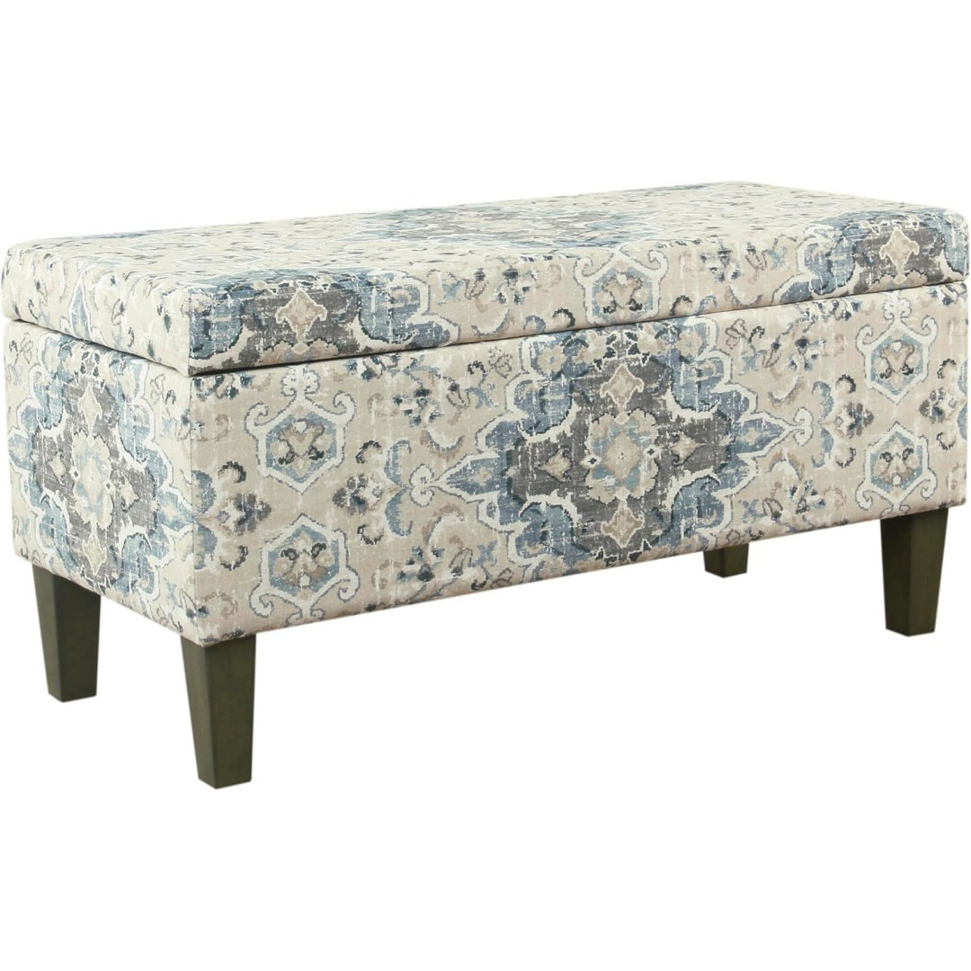 Bungalow Rose Large Decorative Storage Bench - Antiqued Blue | Wayfair