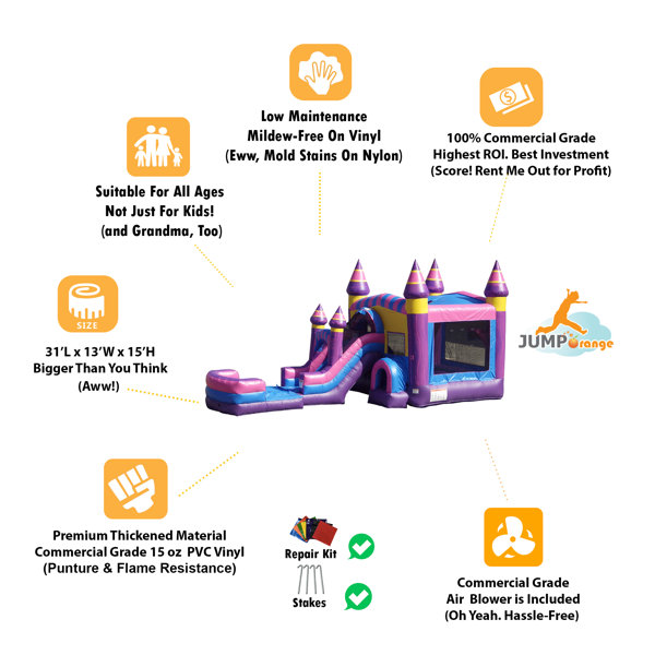 JumpOrange Cotton Candy Commercial Grade Bounce House Water Slide for ...