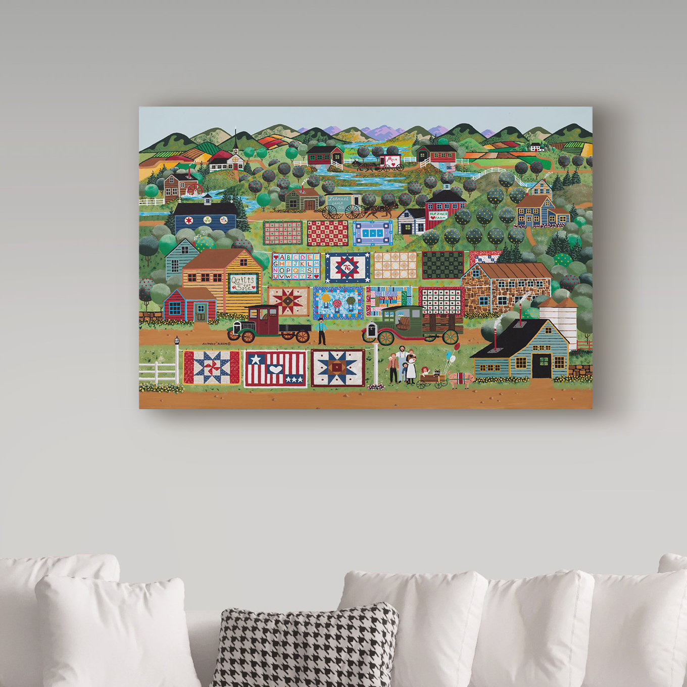 Trademark Fine Art 'Quilts For Sale' Acrylic Painting Print on Wrapped ...