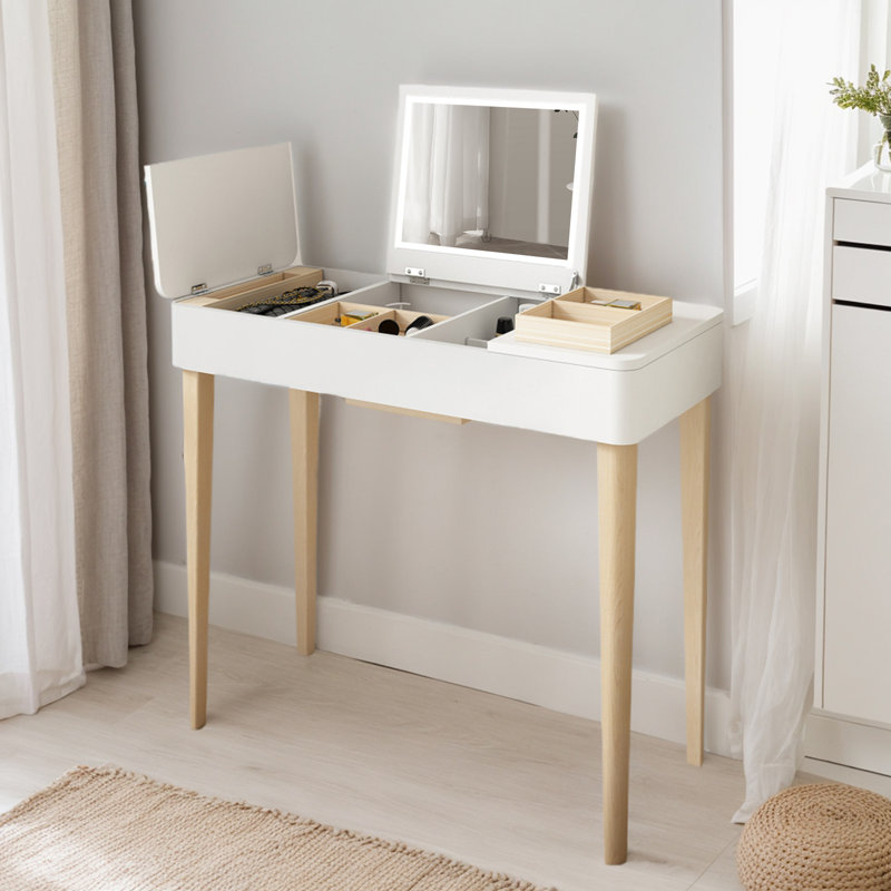 George Oliver Vanity Table With Flip Top Mirror,wooden Makeup Dressing ...