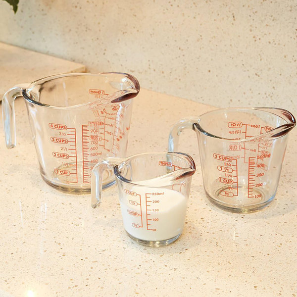 doitbest 3-Piece Glass Measuring Cup Set (1-Cup, 2-Cup, 4-Cup) for ...