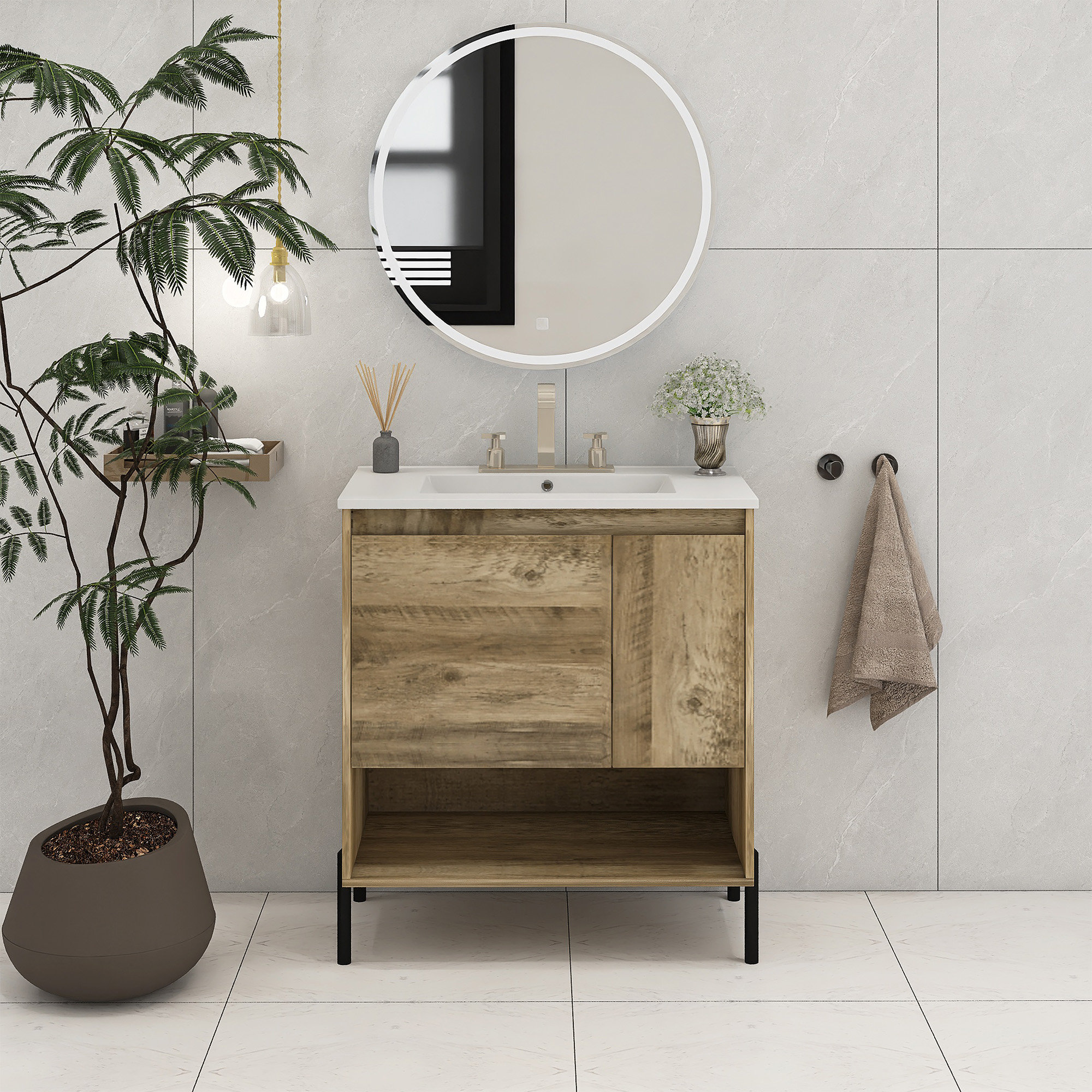 Millwood Pines 30" Freestanding Modern Wood Fixture Bathroom Vanity ...