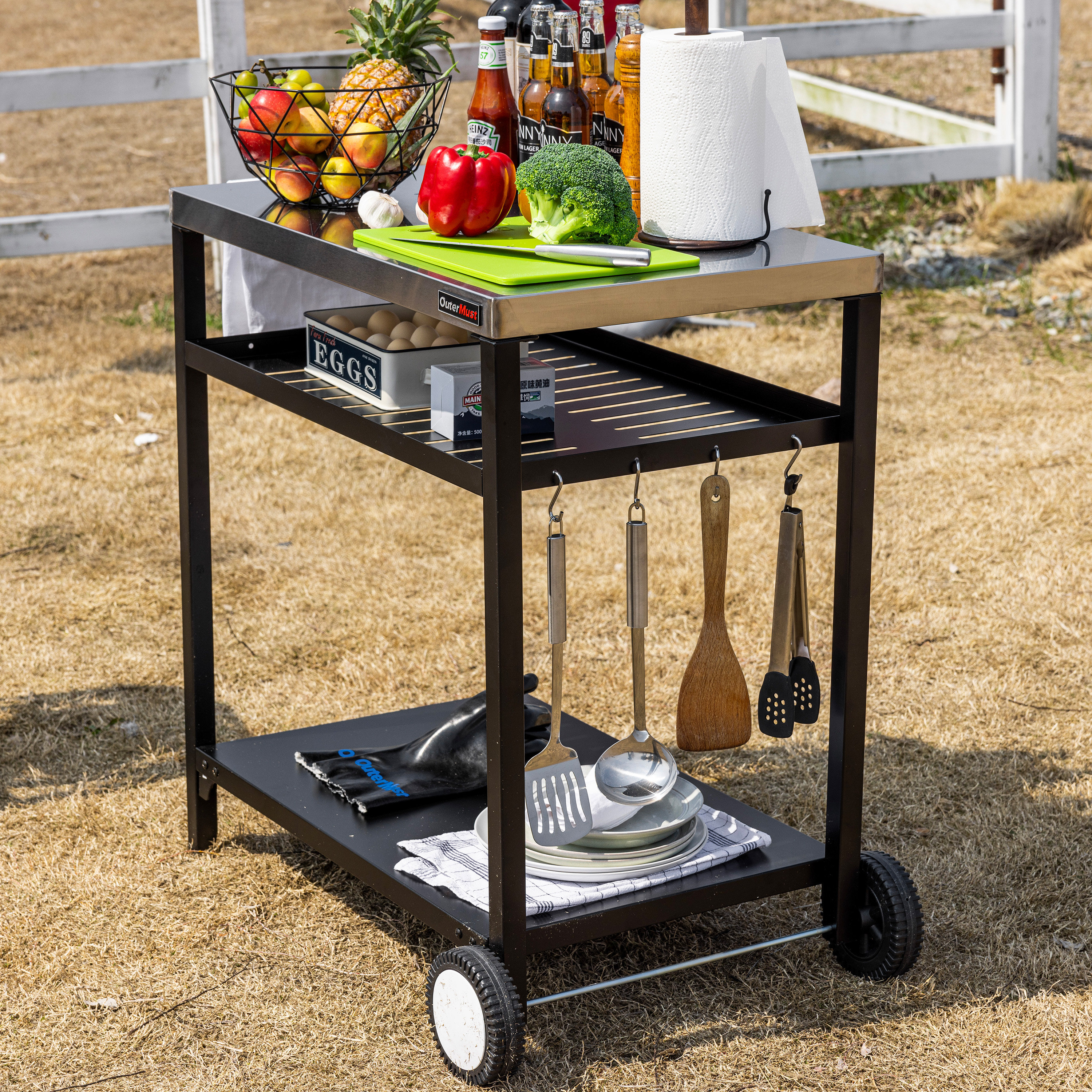 OuterMust Outermust Grill Cart For Outdoor Bar And Bbq, Moveable Pizza ...