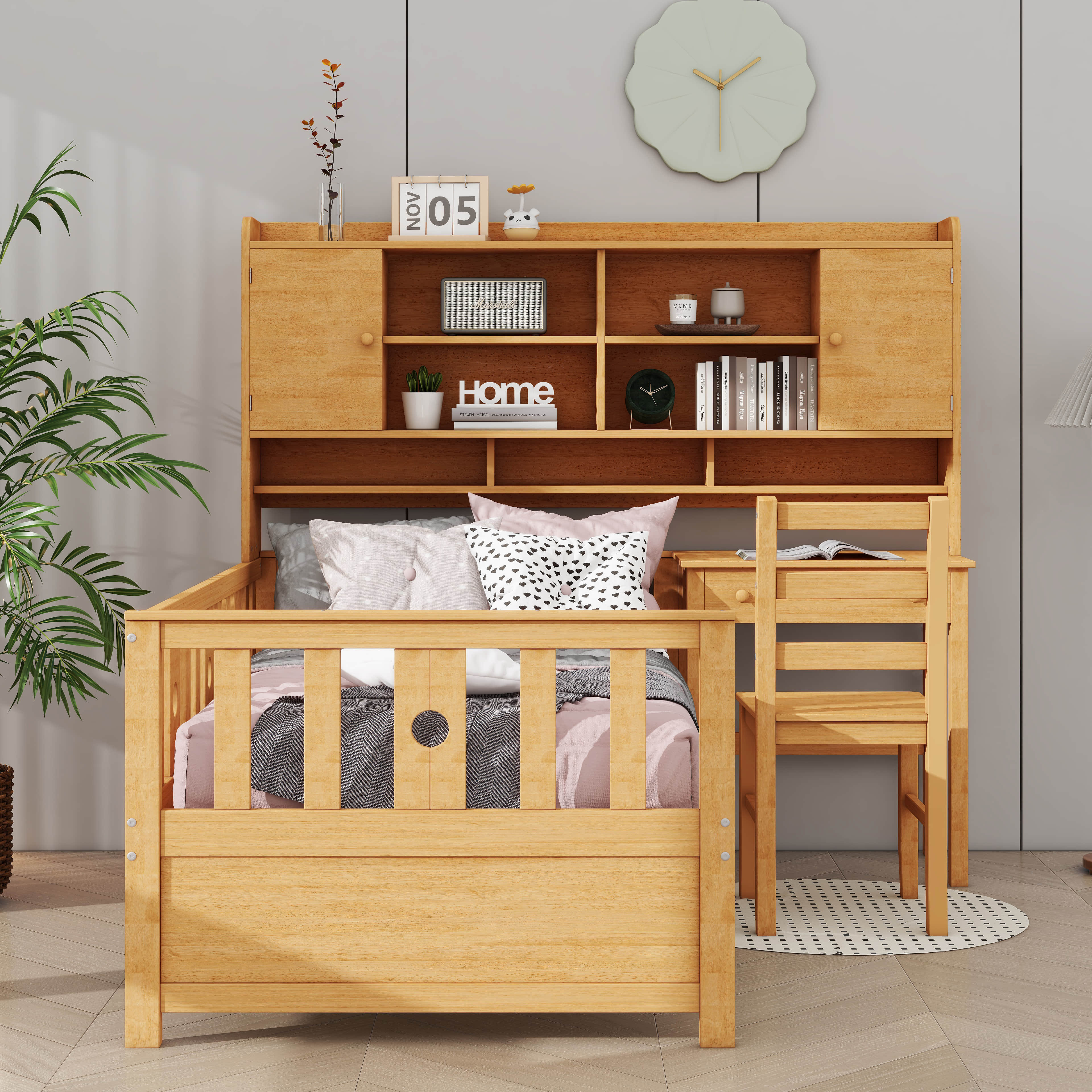 Red Barrel Studio® Twin-Size Wooden Platform Bed With A Headboard ...