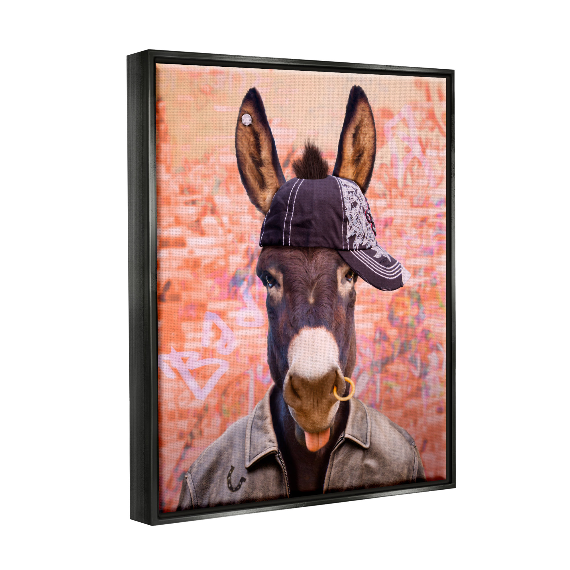 Stupell Industries Cool Trendy Donkey Wearing Hat Street Graffiti by ...