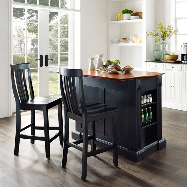 Three Posts™ Diamondback Solid Wood Kitchen Island Set & Reviews | Wayfair