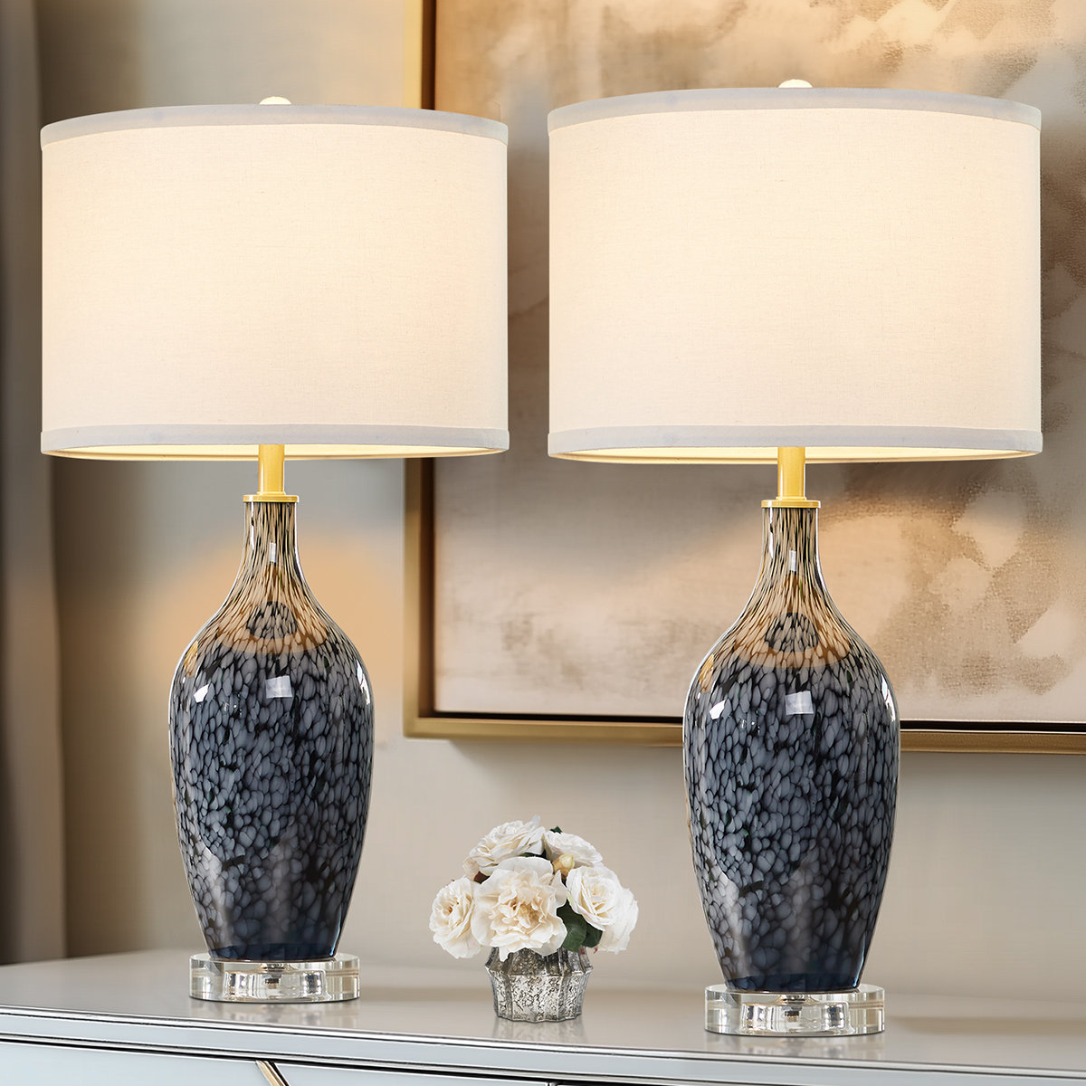 Mercer41 25.8" Artisan Glass Table Lamp (Set of 2) & Reviews | Wayfair