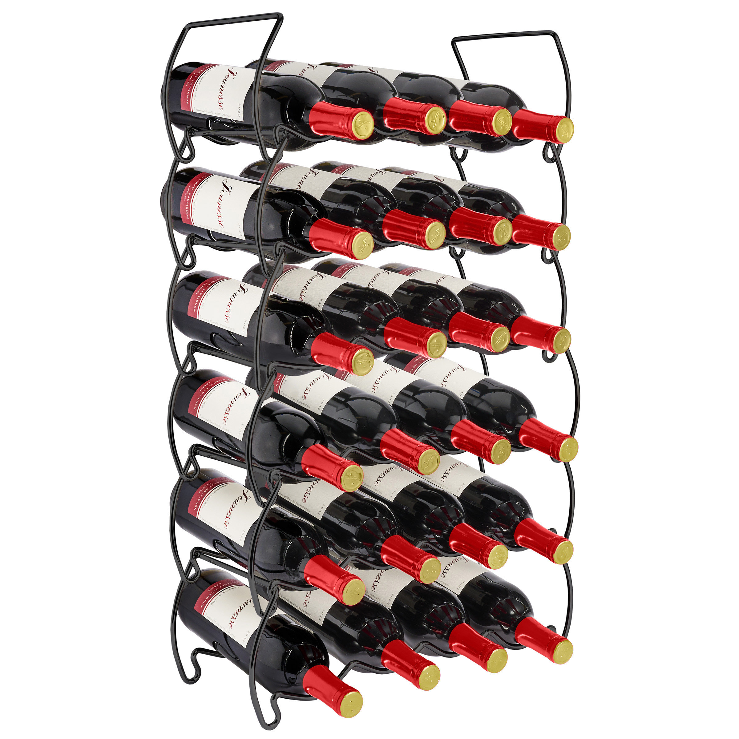Winston Porter 6-Tier Stackable Metal Wine Rack - Holds 24 Bottles ...