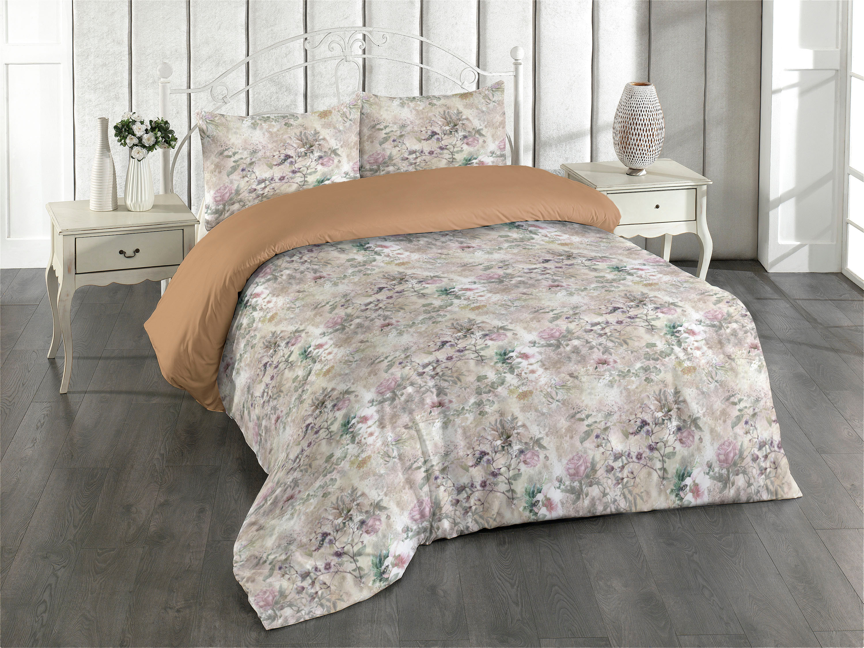 Ambesonne Spring Duvet Cover Set Blooming Branches Leaves Art Pale Tan ...