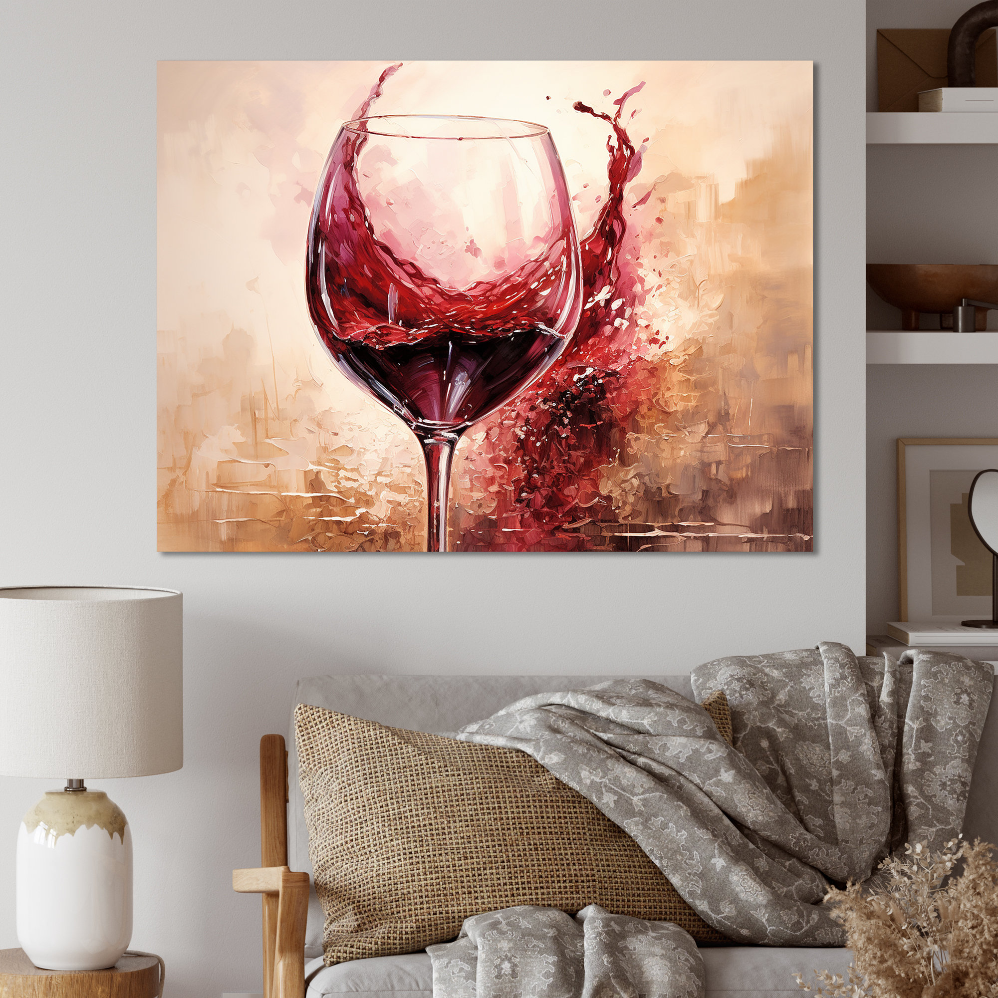 Design Art Cabernet Curve I - Wine Canvas Wall Art | Wayfair
