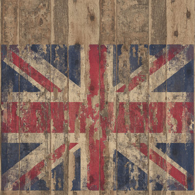 Galerie Wallcoverings Grunge Union Jack Design 33' L x 21" W Wallpaper ...