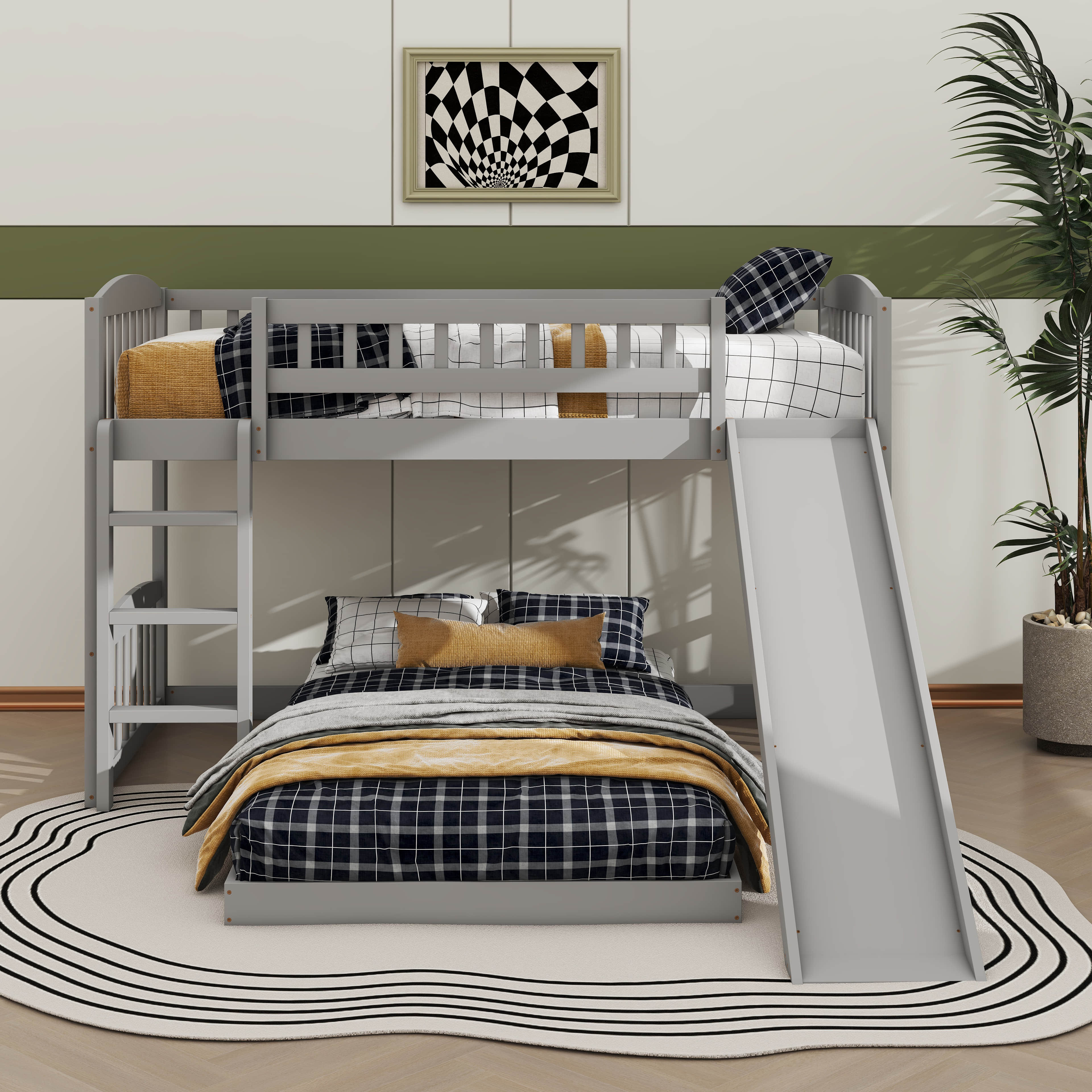 Harriet Bee Thrilling Twin-Over-Twin Bunk Bed With Exciting Slide And ...